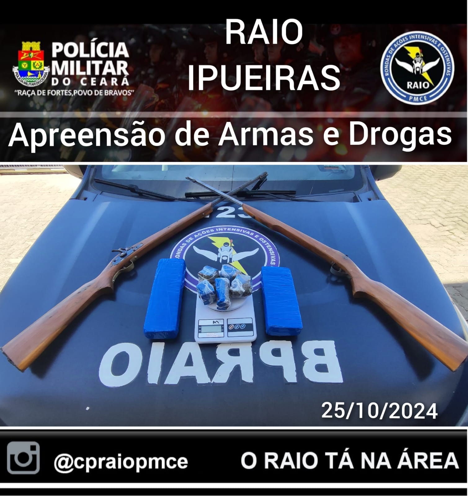 RAIO REALIZA A APREENSÃO DE ARMAS E DROGAS EM IPUEIRAS – Blog Tony Sales