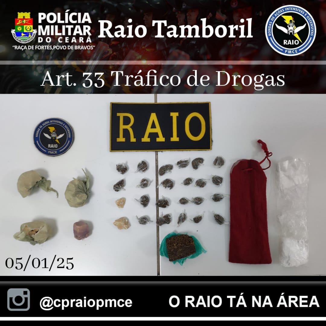 Raio realiza prisão por tráfico de drogas no Distrito de Sucesso ...